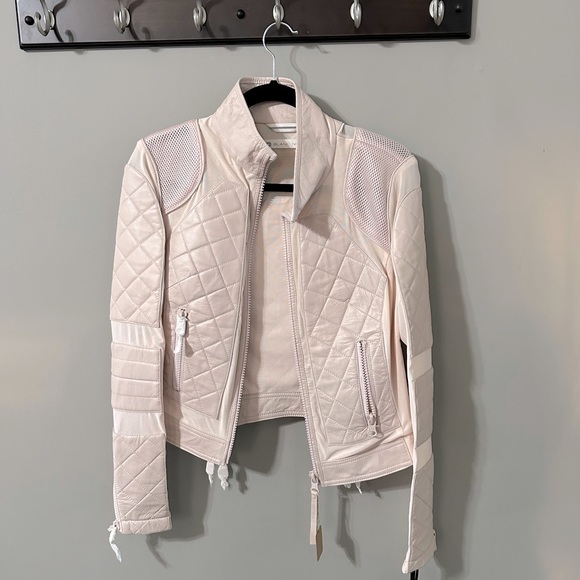blanc noir | Jackets & Coats | Pale Pink Leather Blanc Noir Jacket ...